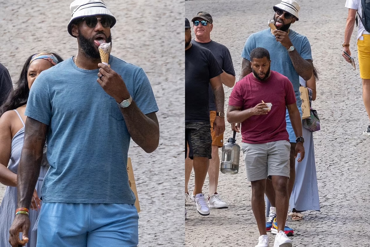 KING LeBron James looks cool and casual while enjoying ice cream in ...