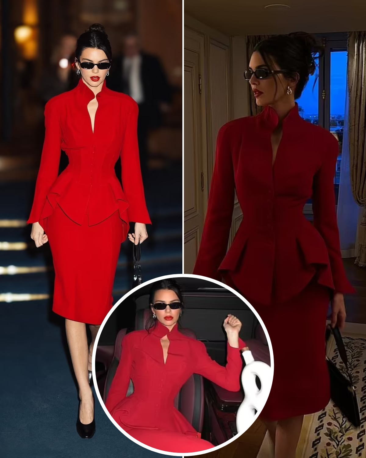 Kendall Jenner turns heads in daring red co-ord and elegant black ...