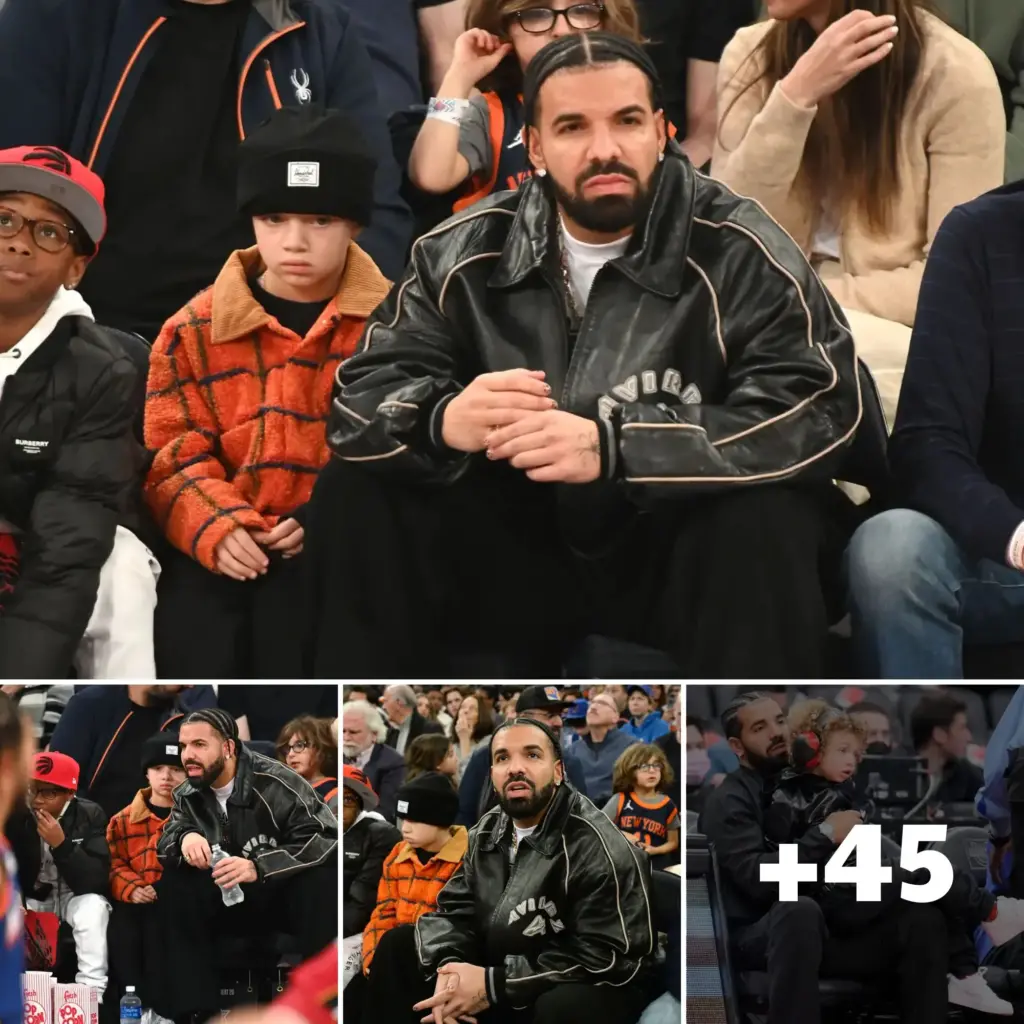 Adonis, Drake’s mini-me, seems to be a grown-up while watching a Knicks ...