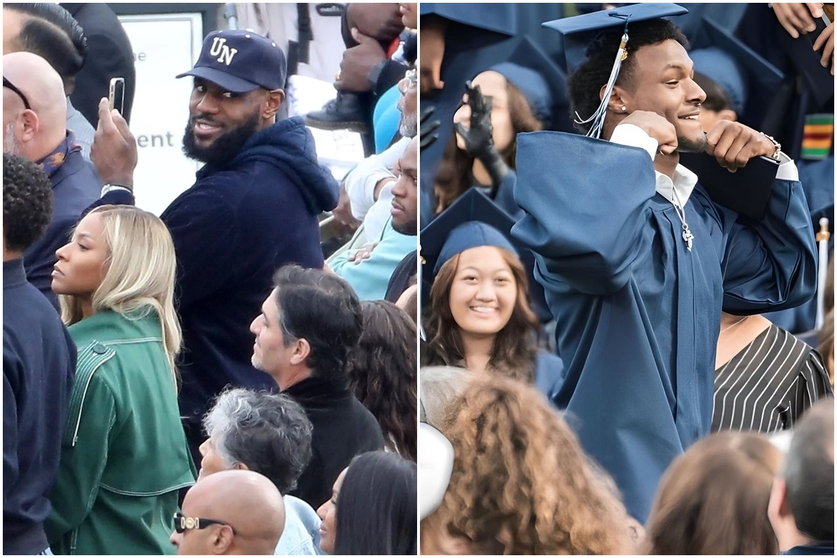 This photo shows LeBron James and his wife Savannah James, along with ...