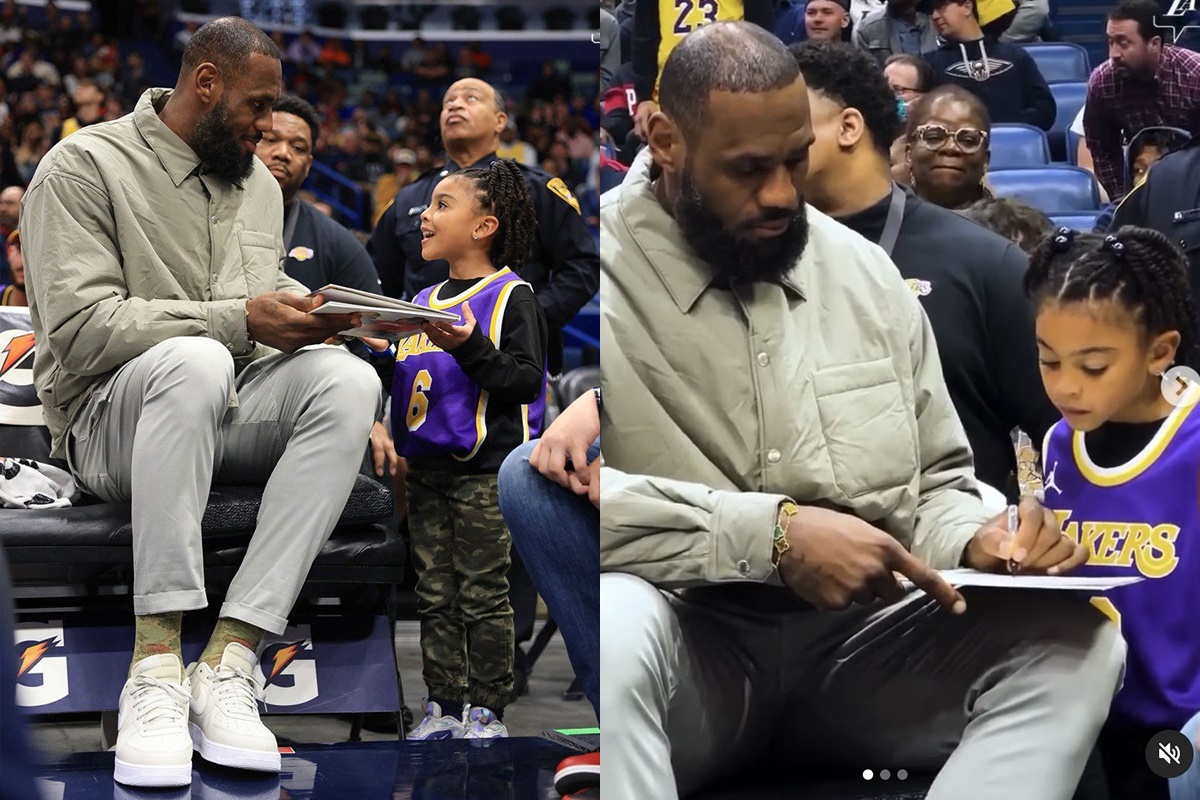 Priceless reaction of a young girl fan sitting next to GOAT LeBron ...