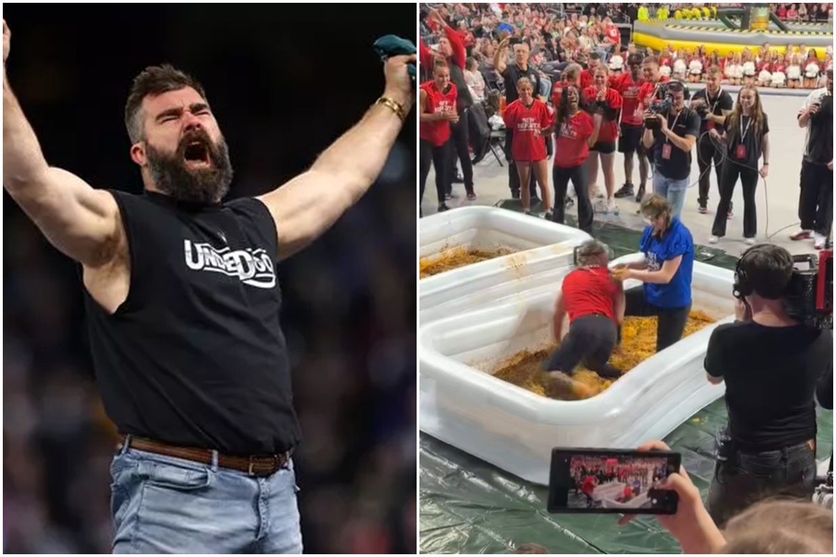 After diving into a food pile, Jason Kelce loses the Super Bowl ring he ...
