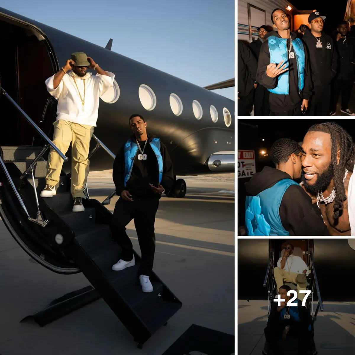 Diddy and King Combs Explore Nigerian Rapper Burna Boy’s Private Jet - News