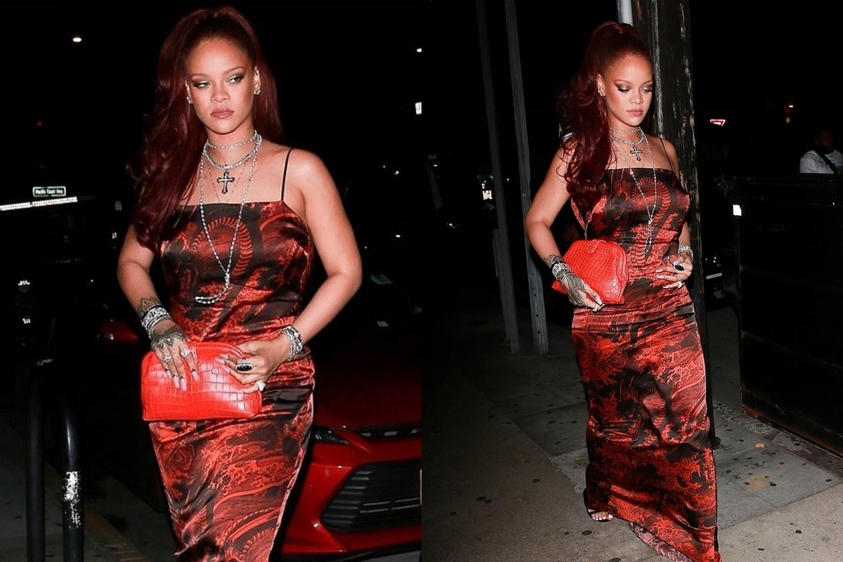 Rihanna Stuns in Slinky Dragon Print Gown for BET Awards Post-Show ...