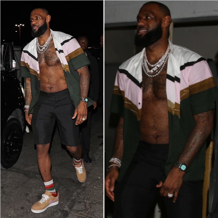 LeBron James Flaunts His Abs at the Super Bowl 2022 Bash with French ...