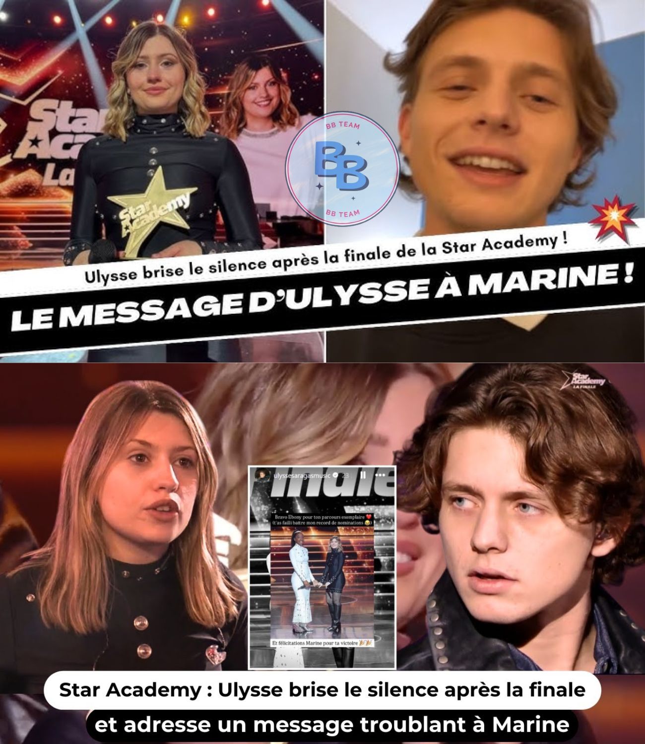 Star Academy : Ulysse brise le silence après la finale et adresse un message troublant à Marine ...